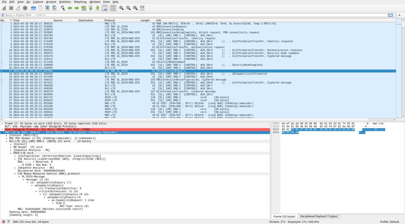 Analysing the srsRAN LTE MAC layer with Wireshark – Daniel Estévez