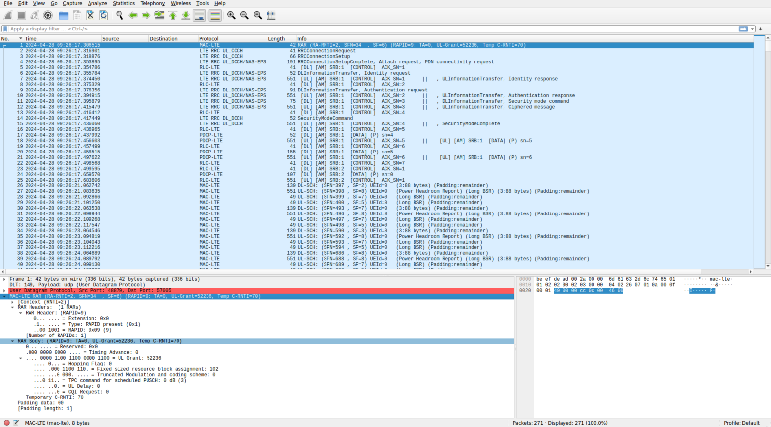 Analysing the srsRAN LTE MAC layer with Wireshark – Daniel Estévez