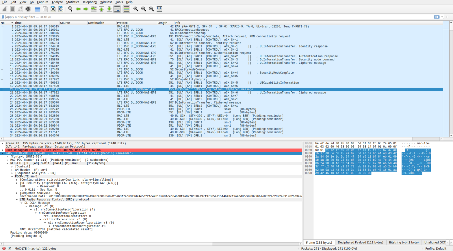 Analysing the srsRAN LTE MAC layer with Wireshark – Daniel Estévez