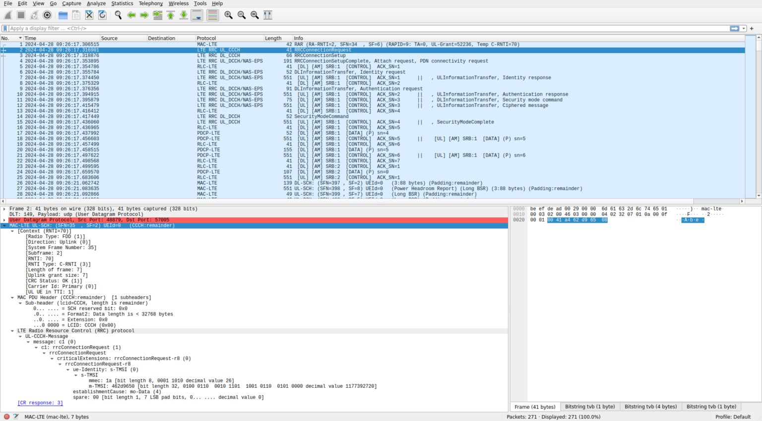 Analysing the srsRAN LTE MAC layer with Wireshark – Daniel Estévez